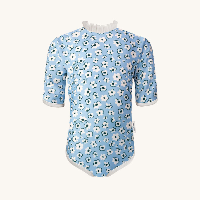 Girl UV Swimsuit Ruffle Palma - light blue flowers